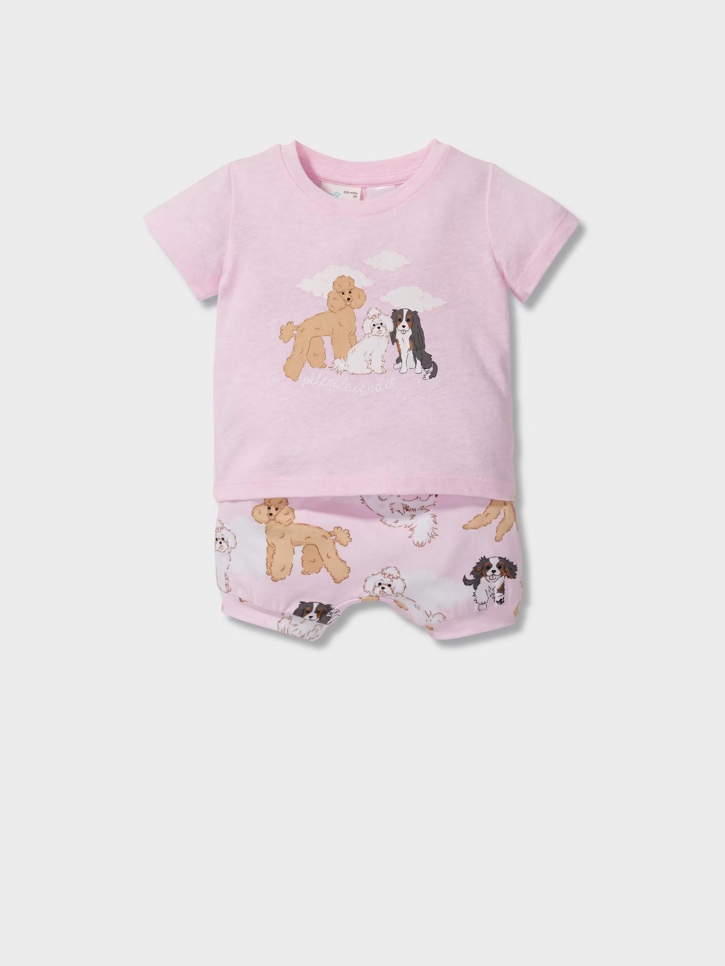 Baby Pink Puppy Print Short Pj Set - Peter Alexander™ Official