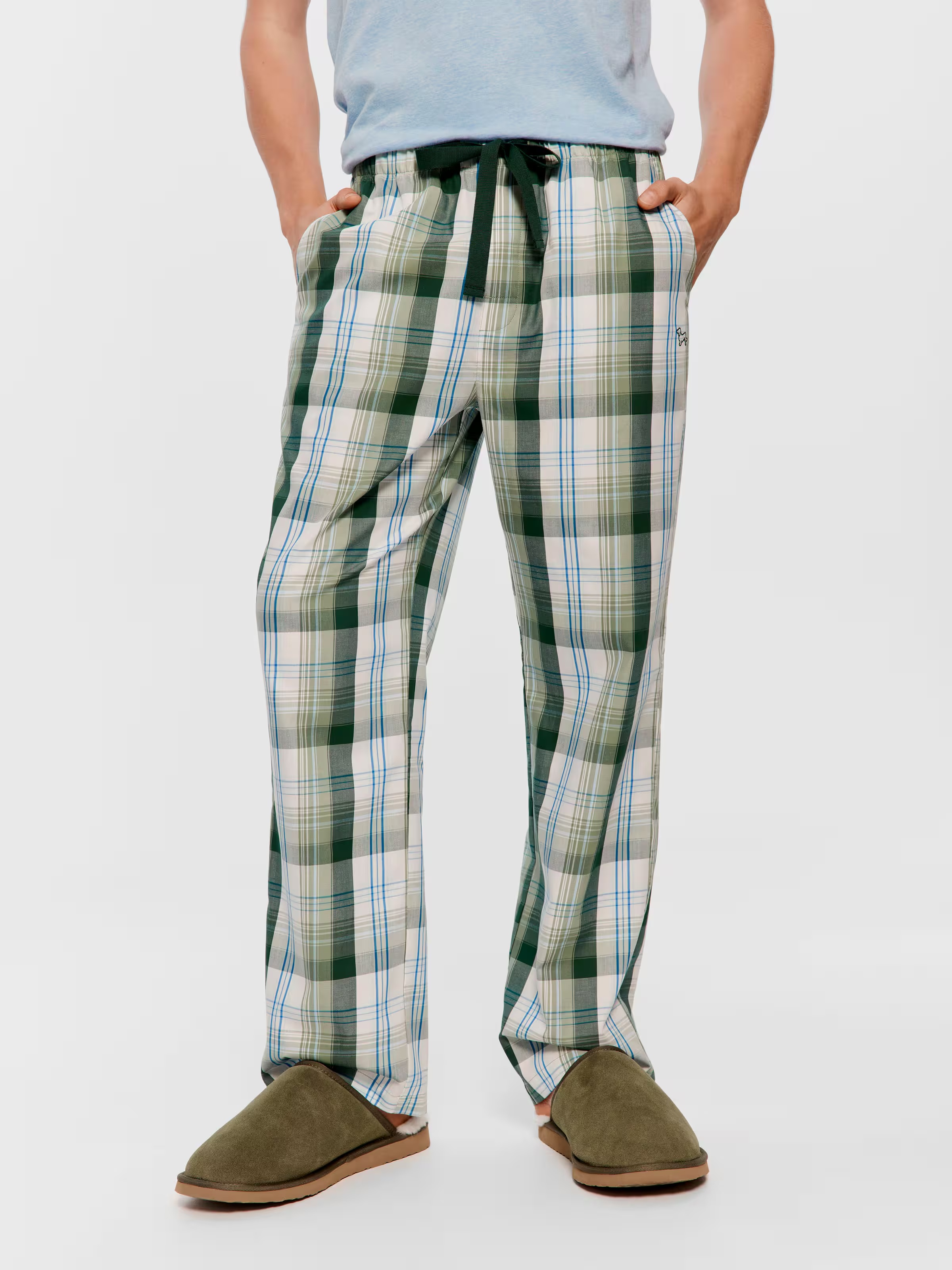 Textured Green Check 100% Cotton Classic Pj Pant - Peter Alexander ...